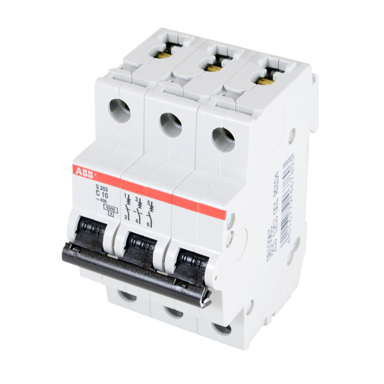 ABB S203-C10 10Amp 3-Pole Type C System Pro M Compact S200 Miniature Circuit Breaker