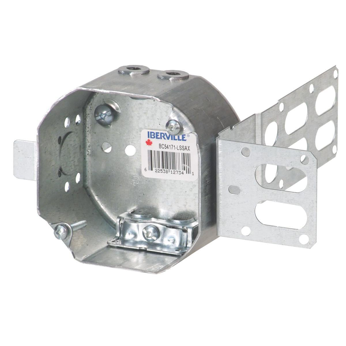 ABB 4 inch 2 1/8 inch Deep Iberville Box Octagonal BX Clamp Steel Stud