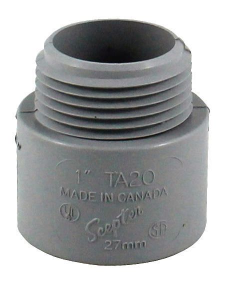 IPEX 1 inch Scepter Terminal Adapter, Gray